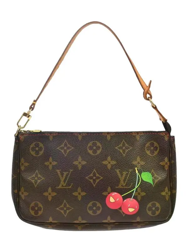 LOUIS VUITTON X Takashi Murakami 2005 Monogram Cerises Pochette Accessoires Tote Bag - Brown