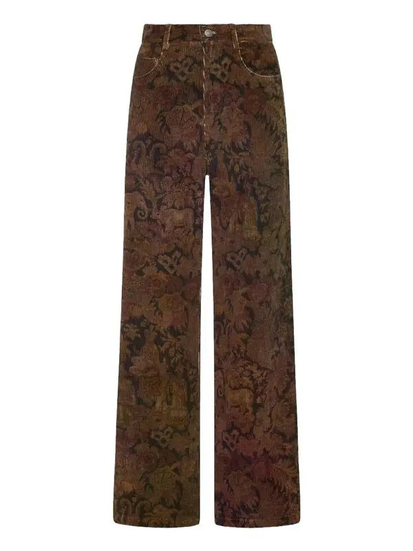PIERRE-LOUIS MASCIA Floral Print Straight-leg Trousers - Brown
