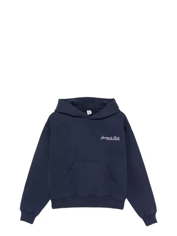 SPORTY & RICH Logo-embroidered Hoodie - Blue