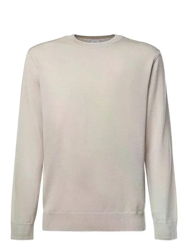 Eleventy Contrast-trim Wool Fine-knit Pullover - Neutrals