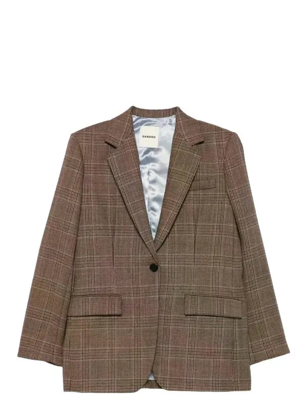 Sandro Check-pattern Blazer - Brown
