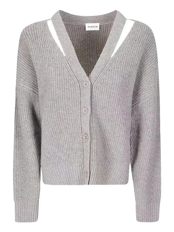 P.a.r.o.s.h Drop-shoulder Ribbed Cardigan - Grey