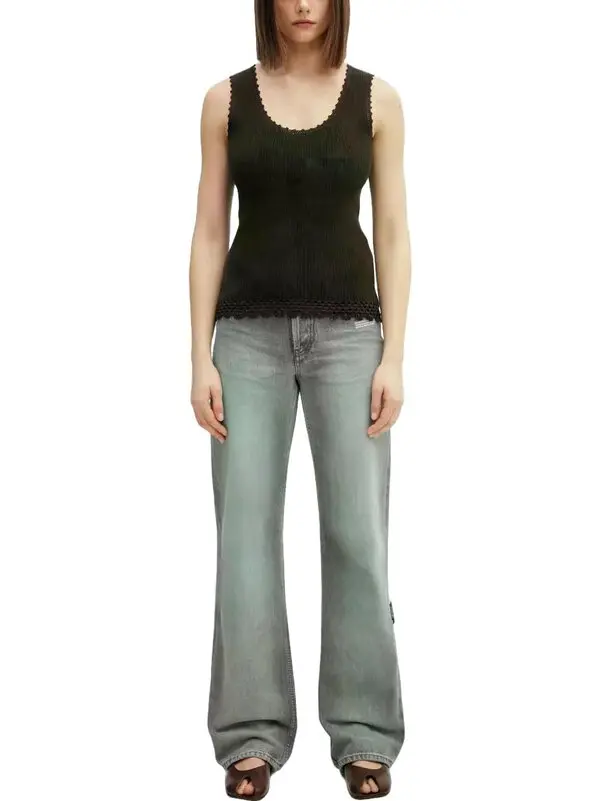 WALES BONNER Crochet-trim Ribbed-knit Tank Top - Brown