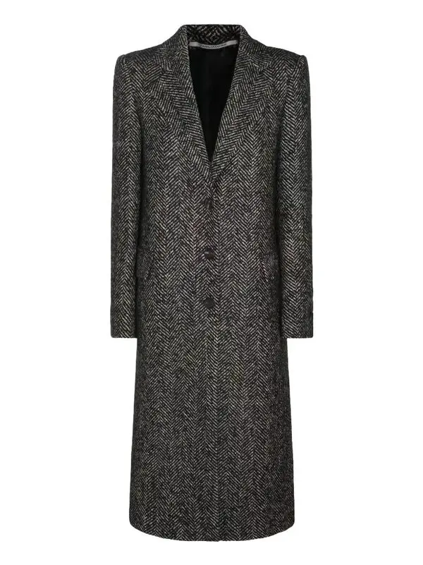Tagliatore Herringbone Single-breasted Coat - Black