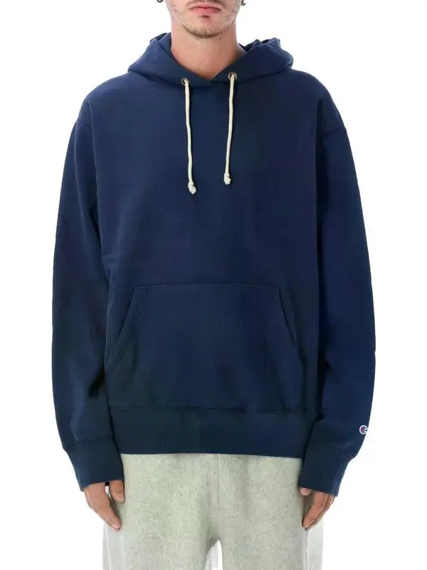 Champion Logo-patch Drawstring Hoodie - Blue