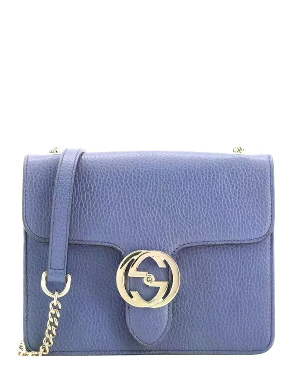 Gucci Interlocking Leather Small Shoulder Bag - Blue