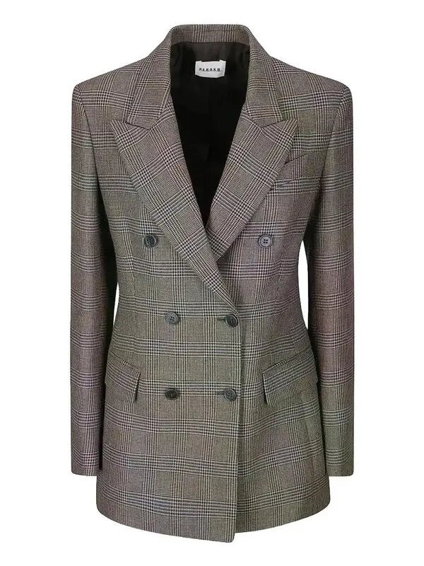 P.a.r.o.s.h Checked Double-breasted Jacket - Brown