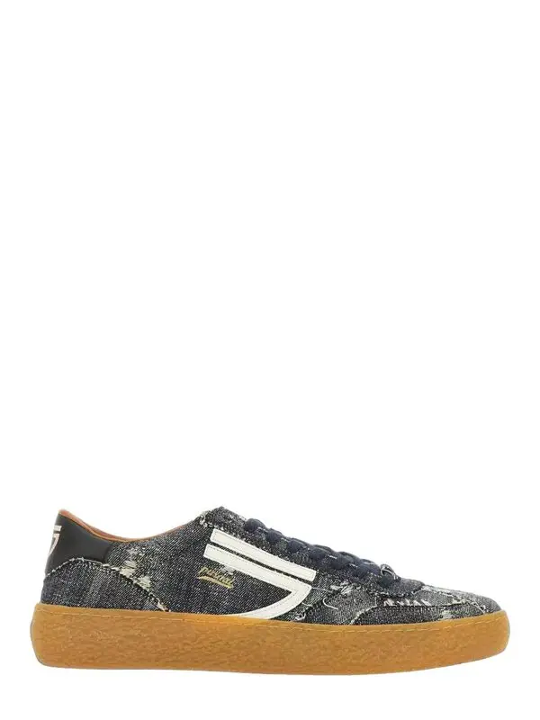 PURAAI Frayed-edge Denim-effect Sneakers - Blue