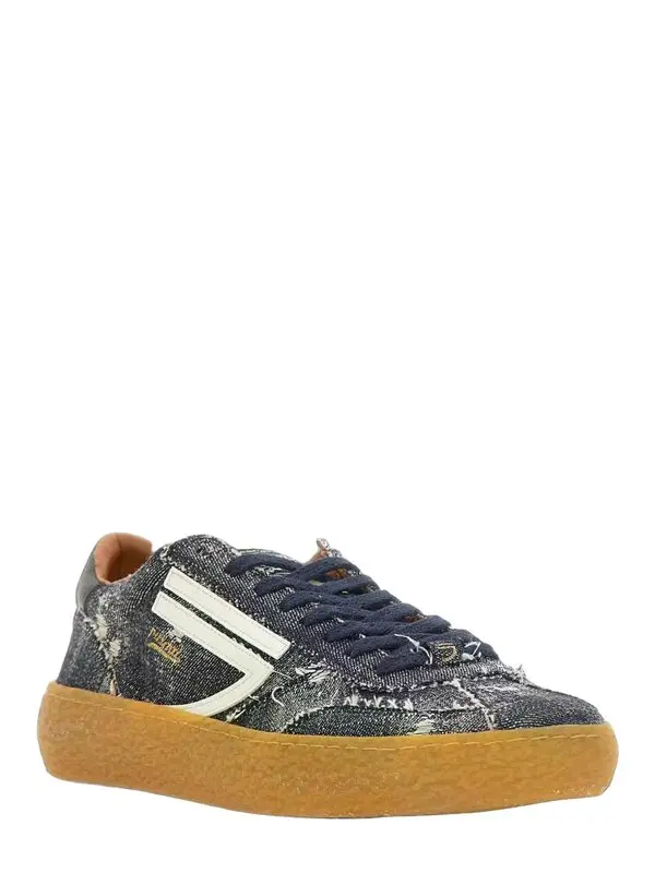 PURAAI Frayed-edge Denim-effect Sneakers - Blue