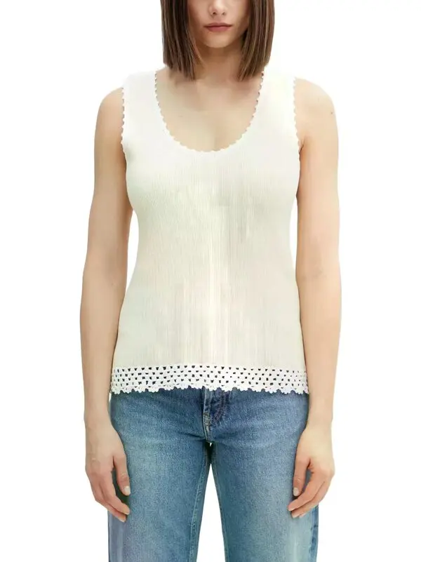 WALES BONNER Crochet-trim Ribbed Tank Top - Neutrals