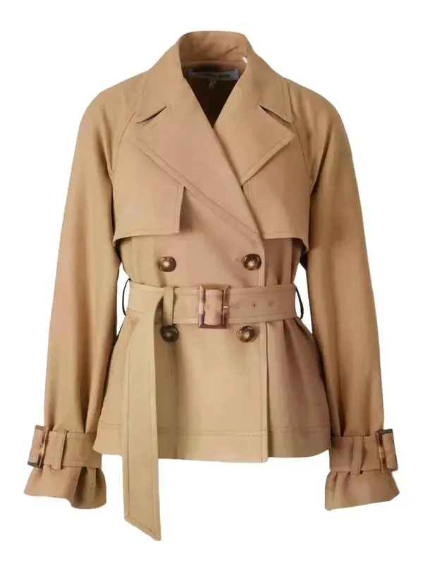 Veronica Beard Lazaro Double-breasted Belted Jacket - Neutrals