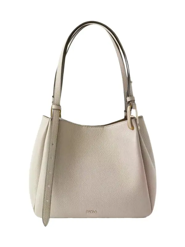 Furla Grained-leather Logo-print Tote Bag - Neutrals