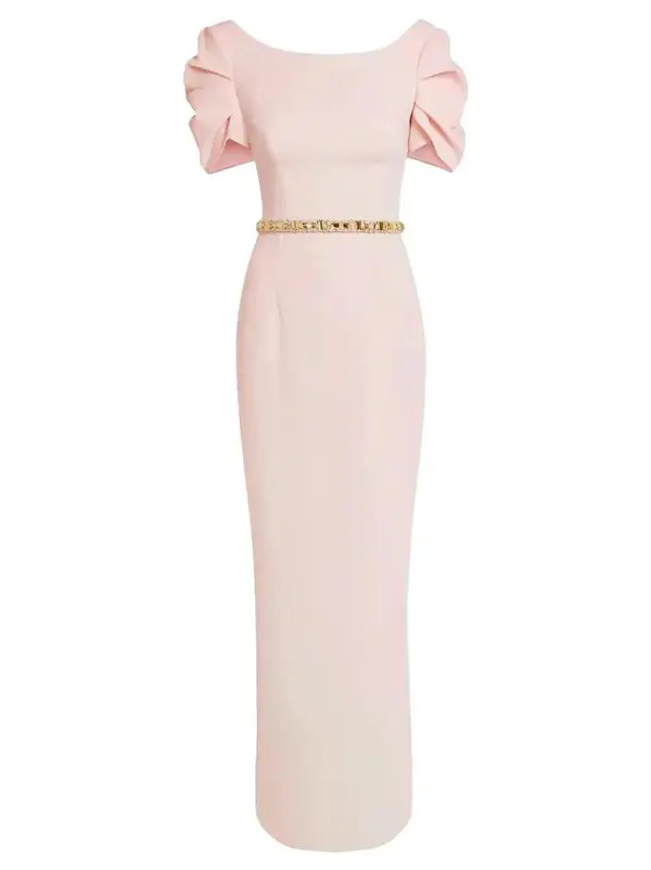 Safiyaa Vanna Sculptural-sleeve Maxi Dress - Pink