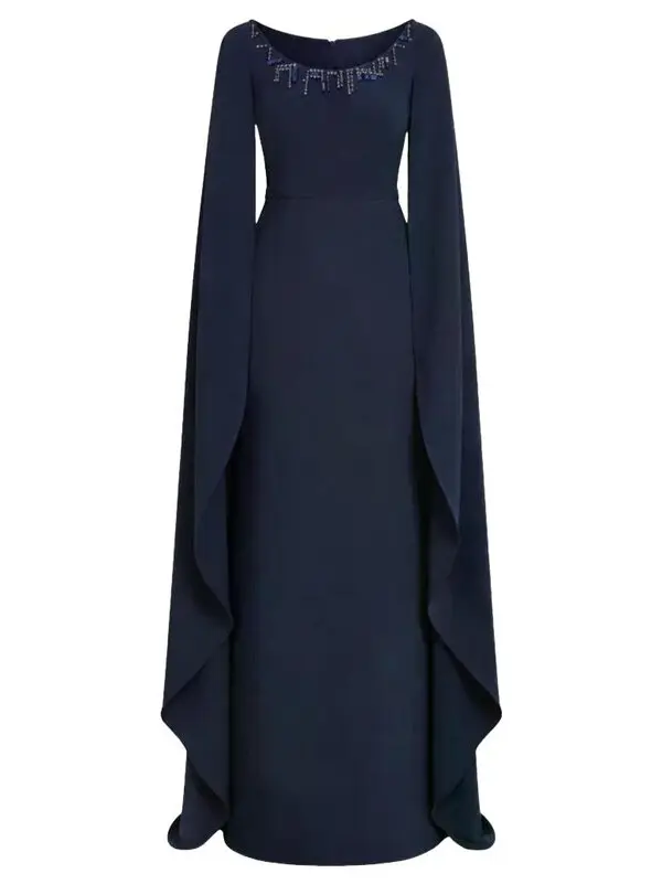 Safiyaa Crystal-embellished Cape-sleeve Maxi Dress - Blue