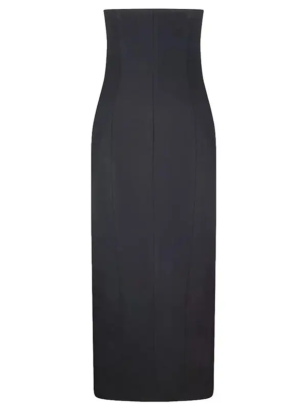 P.a.r.o.s.h Double-breasted Strapless Midi Dress - Black