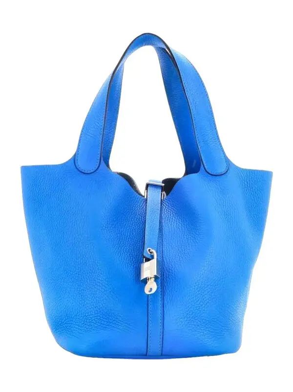 Hermès Picotin Lock Bag Clemence Mm Bucket Bag - Blue