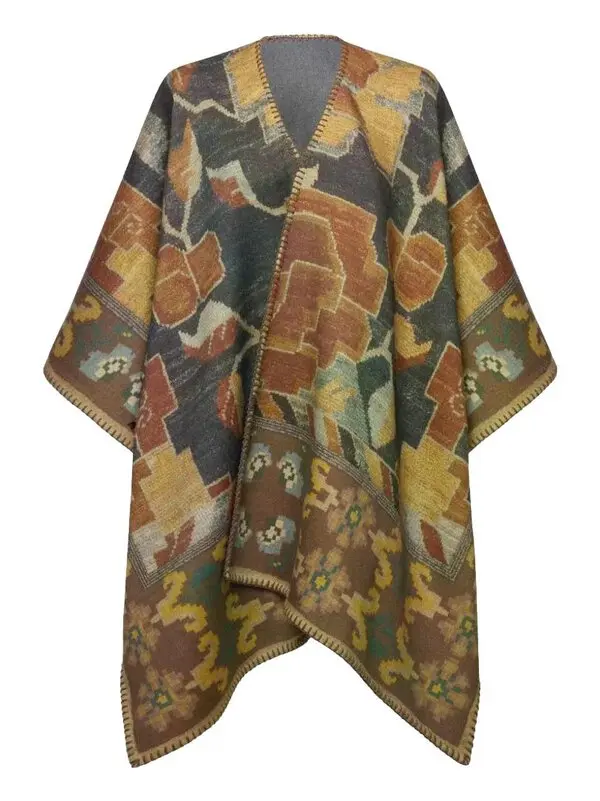 PIERRE-LOUIS MASCIA Geometric Wool Cape - Brown