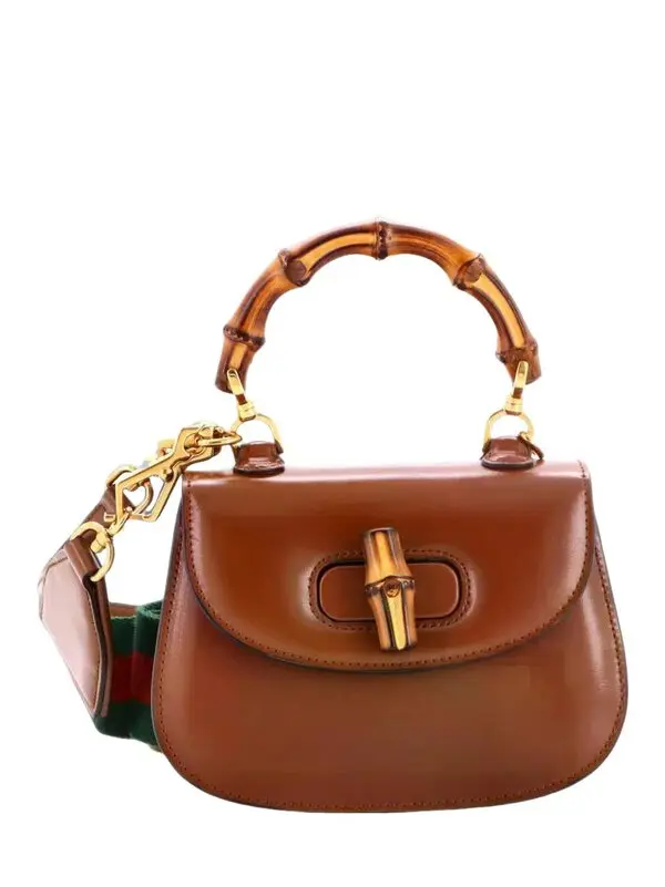 Gucci Bamboo 1947 Top Handle Bag Leather Mini Shoulder Bag - Brown