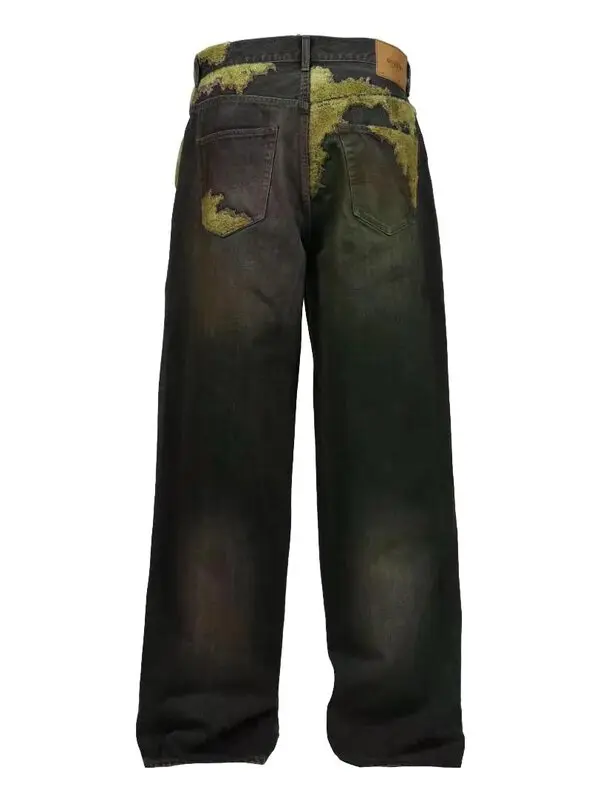 DOUBLET Moss-detail Wide Leg Jeans - Black