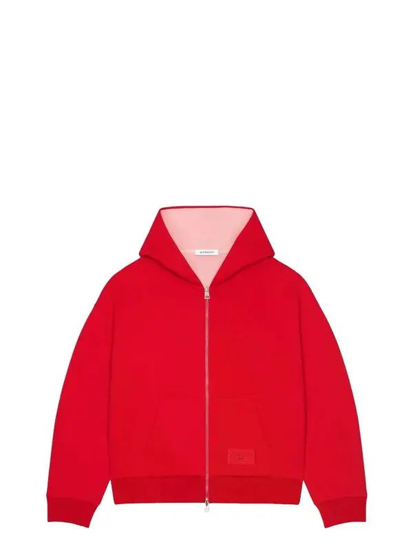 Givenchy Couture Seam Zipped Hoodie In Scuba - Red