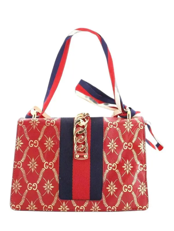 Gucci Sylvie Printed Leather Small Shoulder Bag - Red