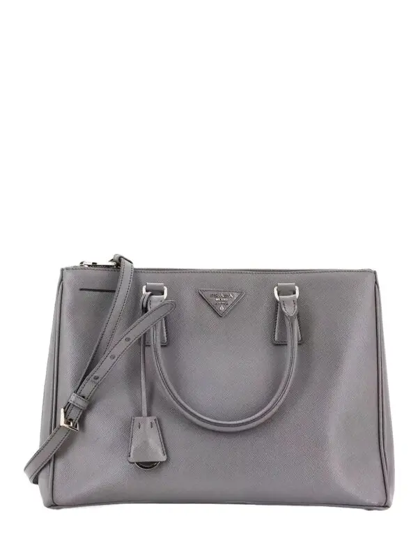 Prada Double Zip Lux Saffiano Leather Medium Tote Bag - Grey