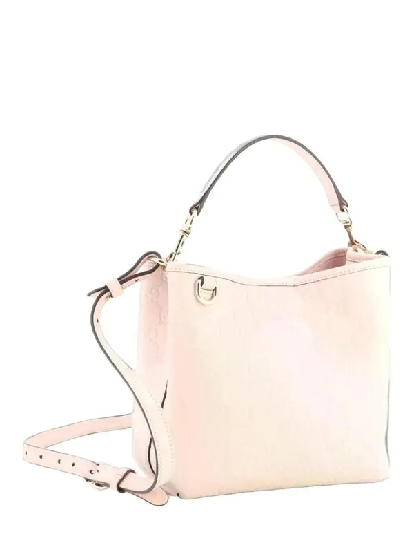Gucci Gg Emblem Gg Embossed Leather Small Bucket Bag - Pink
