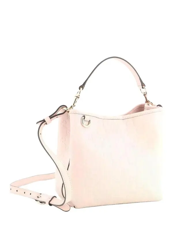 Gucci Gg Emblem Gg Embossed Leather Small Bucket Bag - Pink