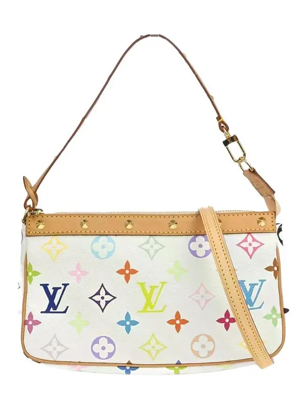 LOUIS VUITTON X Takashi Murakami 2003 Pochette Accessoires Monogram Multicolour Canvas Tote Bag - White