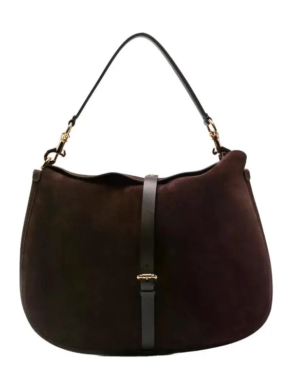 Etro Extra Large Pony Suede Buckle-detail Shoulder Bag - Brown