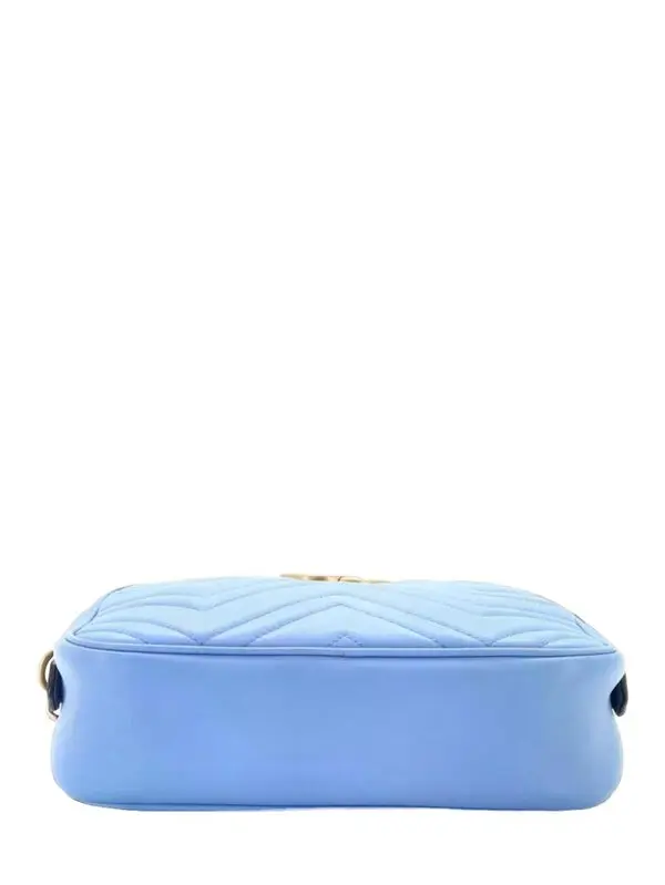 Gucci Gg Marmont Shoulder Bag Matelasse Leather Small Crossbody Bag - Blue