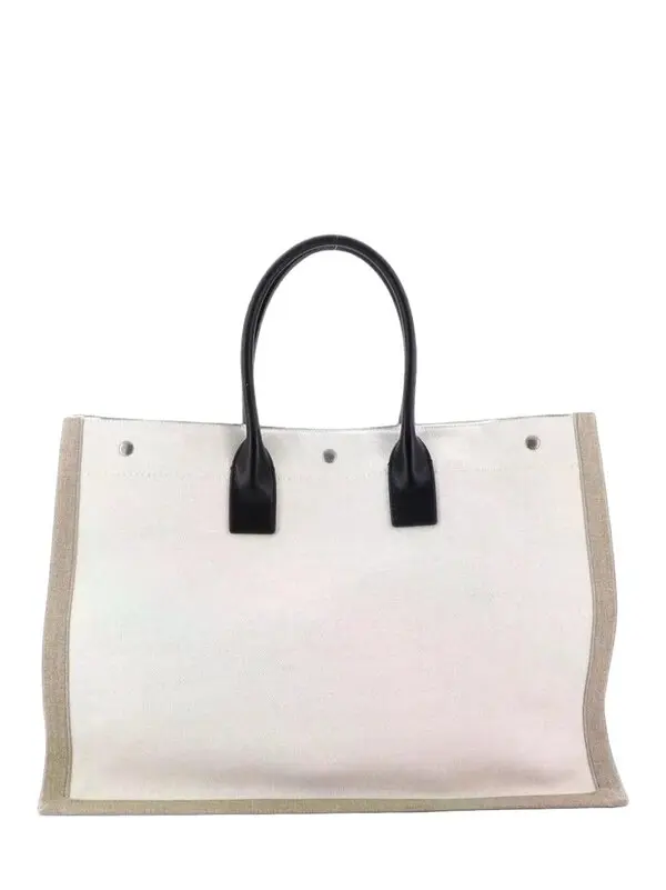 Saint Laurent Rive Gauche Shopper Canvas Large Tote Bag - Neutrals