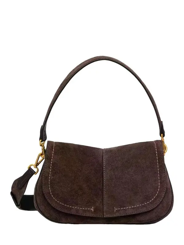 GIANNI CHIARINI Contrast-stitch Suede Shoulder Bag - Brown