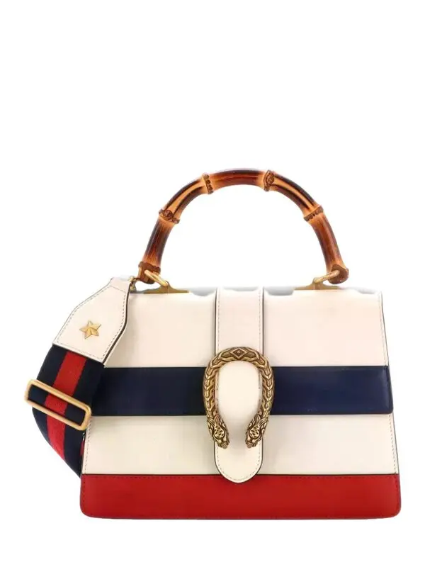 Gucci Dionysus Bamboo Top Handle Bag Colorblock Leather Medium Satchel - Neutrals