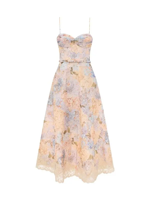 Zimmermann Valiant Tucked Midi Dress - Pink