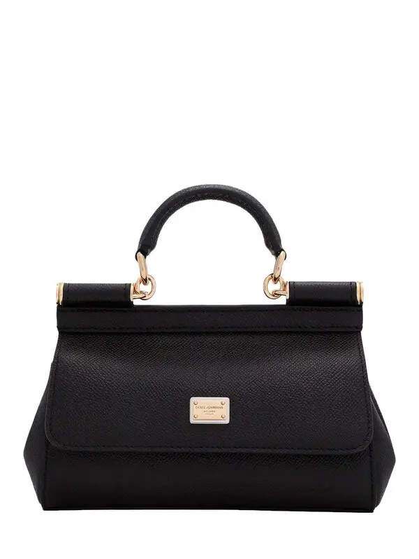 Dolce & Gabbana Sicily Grained Leather Handbag - Black