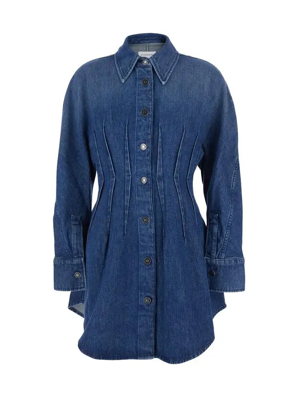 Givenchy Denim Dress With Pointed Collar - Multicolor