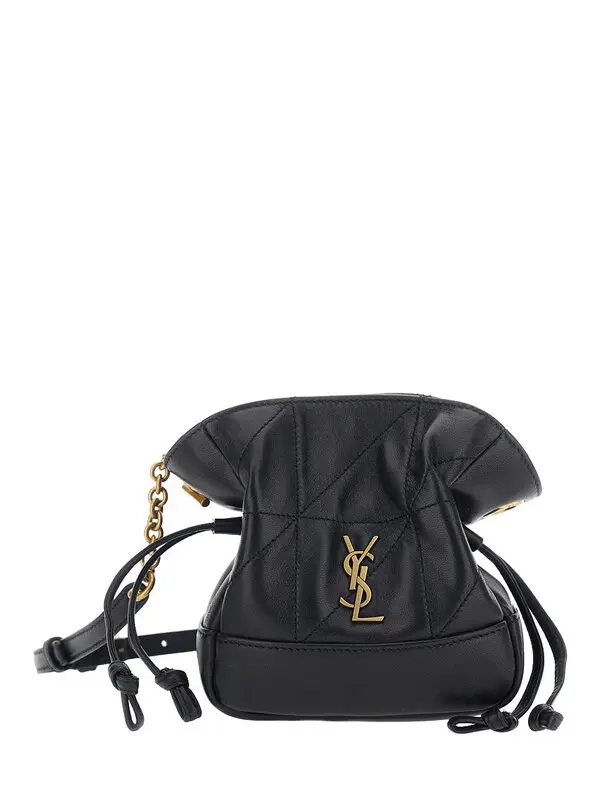 Saint Laurent Leather Crossbody Bag With Cassandre Plaque - Black