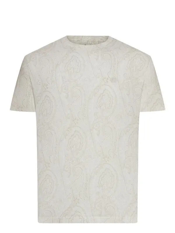 Etro Cotton T-shirt With Arnica Pattern - Cream