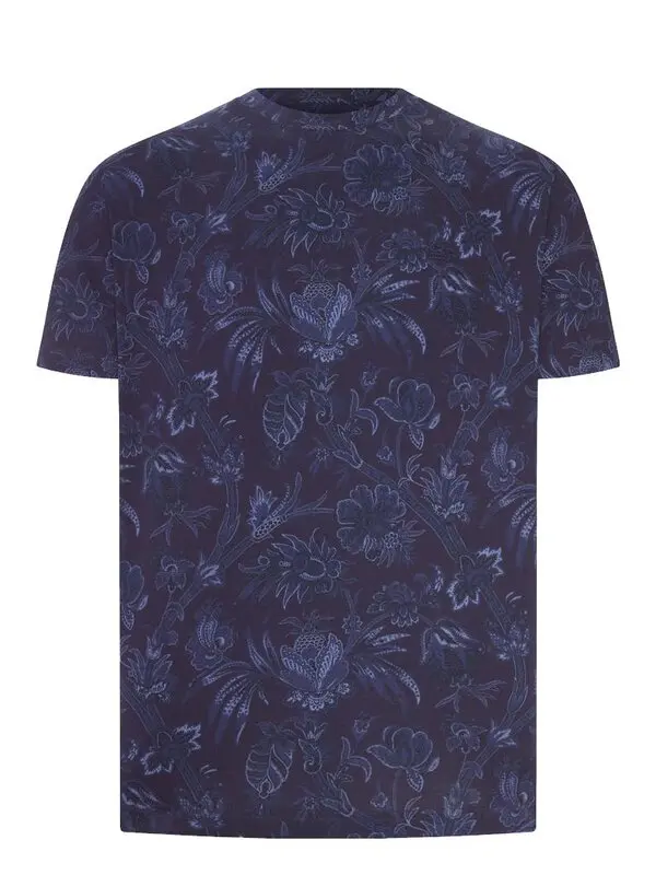 Etro Cotton Jersey T-shirt With Floral Paisley Pattern - Blue