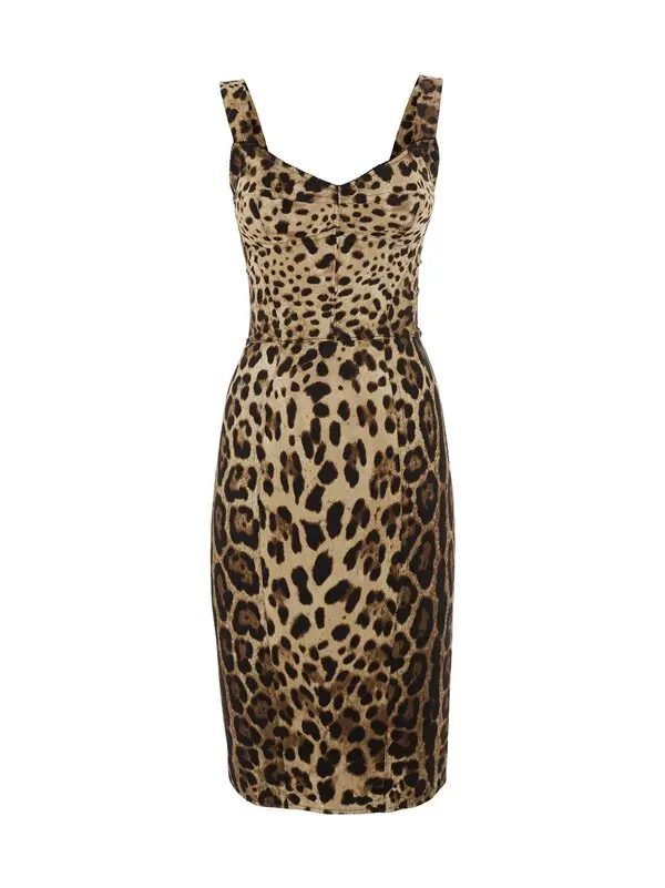 Dolce & Gabbana Stretch Silk Blend Midi Dress - Multicolor