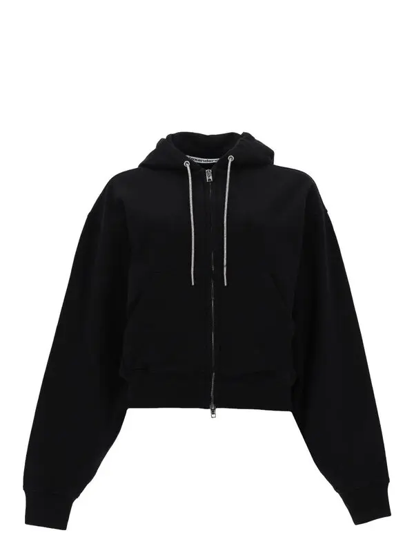 Alexander Wang Cropped Zip-up Hoodie - Black