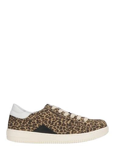 NILA & NILA Leopard-print Leather Trim Low-top Sneakers - Beige