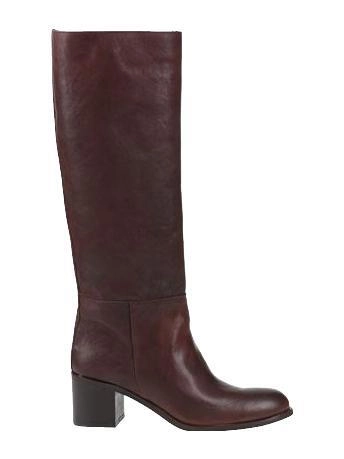 DIVINE FOLLIE Leather Block Heel Boots - Brown