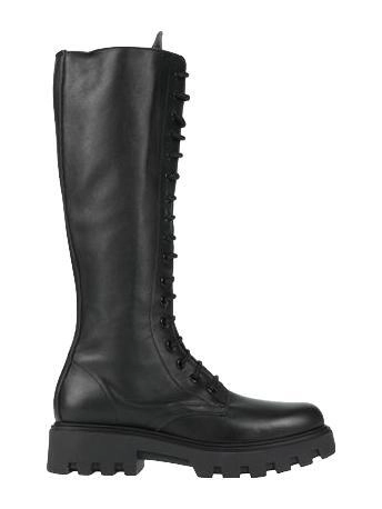 DIVINE FOLLIE Leather Chunky Lace-up Boots - Black