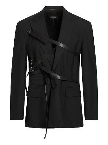 Dsquared2 Blazer Size Polyester, Virgin Wool, Elastane, Calfskin - Black