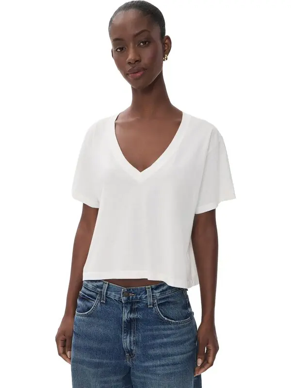 ASKK NY Shrunken V-neck Tee - Ivory