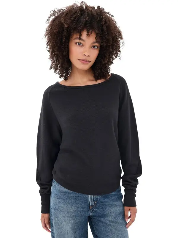 Free People Jess Thermal Tee - Black