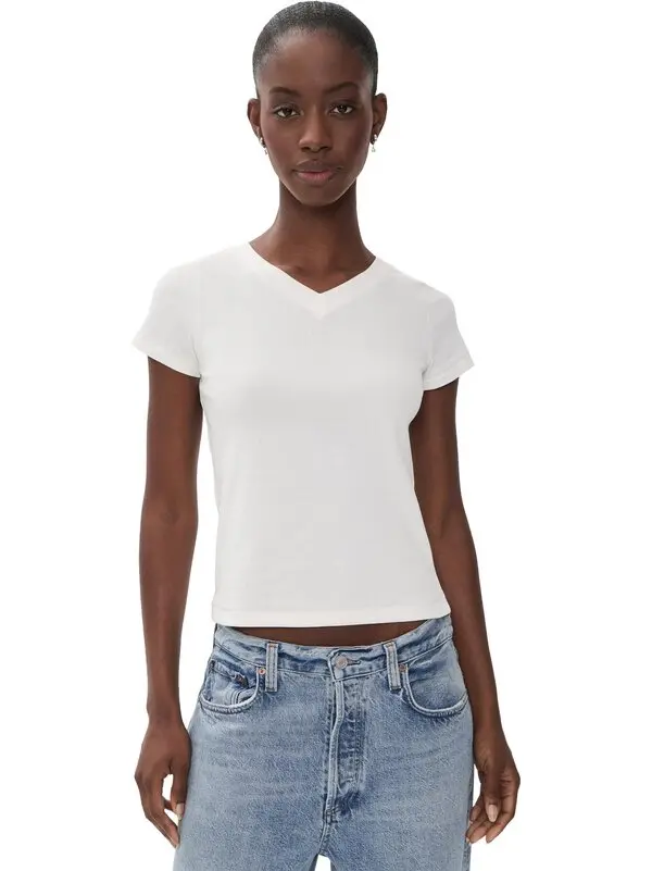 DL1961 Shrunken V-neck Tee - White