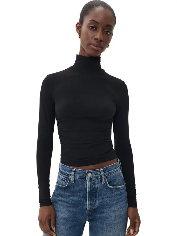 JAMES PERSE Melange Jersey Turtleneck - Black